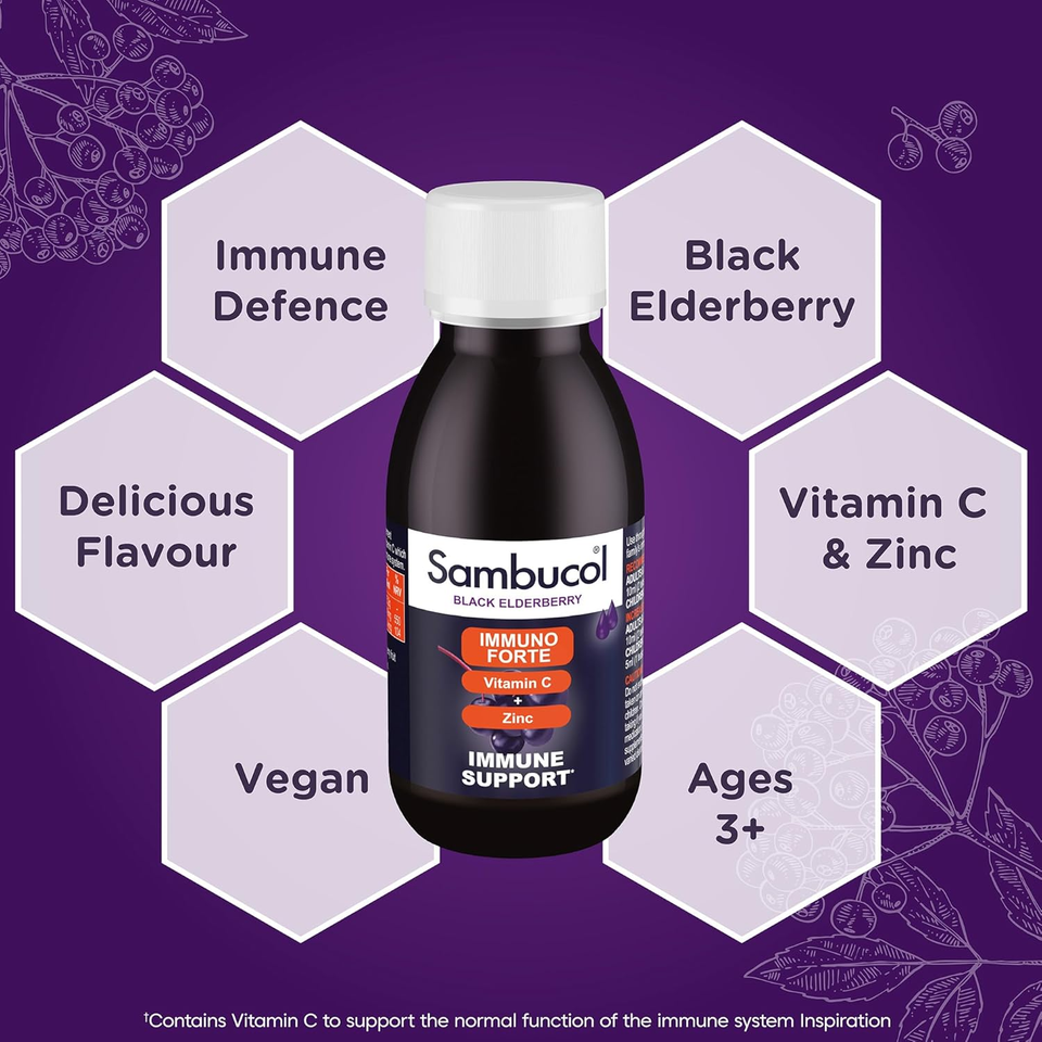 Natural Black Elderberry Immuno Forte, Vitamin C, Zinc Immune Support ...