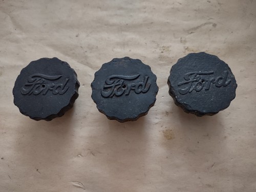 Vintage oem Ford original script battery caps black flathead scta ...