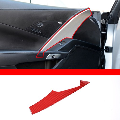 Red Real Soft Carbon Fiber Inner Door Panel Decoration For Corvette C7 ...