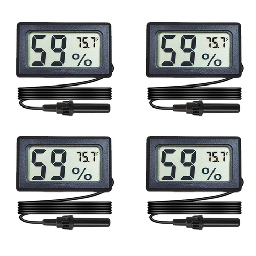 4-Pack Mini Digital Hygrometer Thermometer Gauge with Probe LCD Display ...