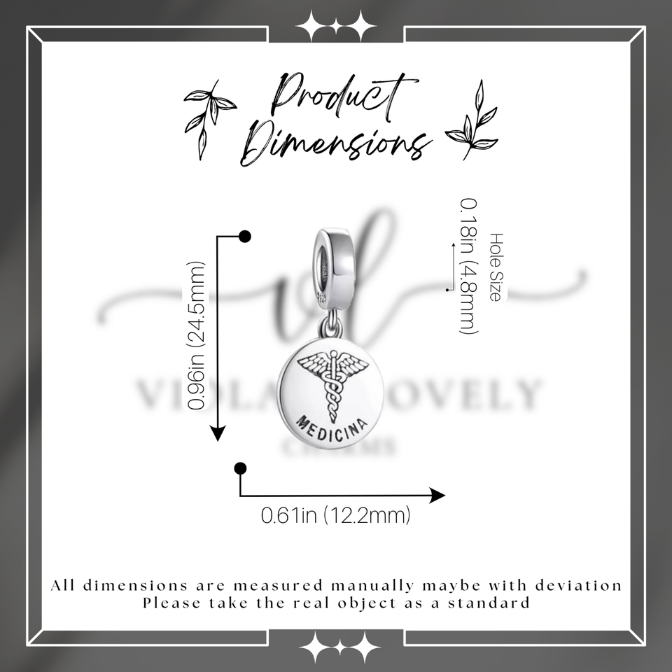 Medicina Charm For Bracelet, Hospital Charm, Sterling Silver Charm | eBay