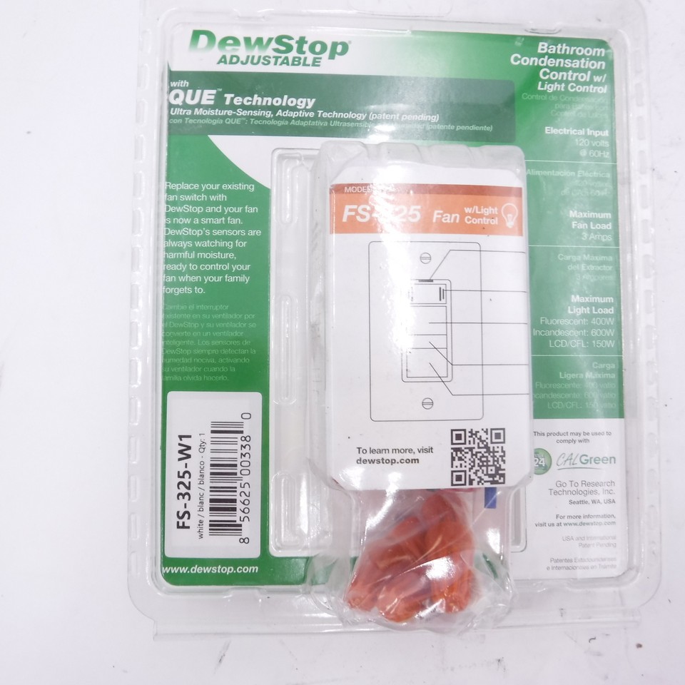 DewStop Adjustable Bathroom Condensation/Humidity Control w/Light FS ...