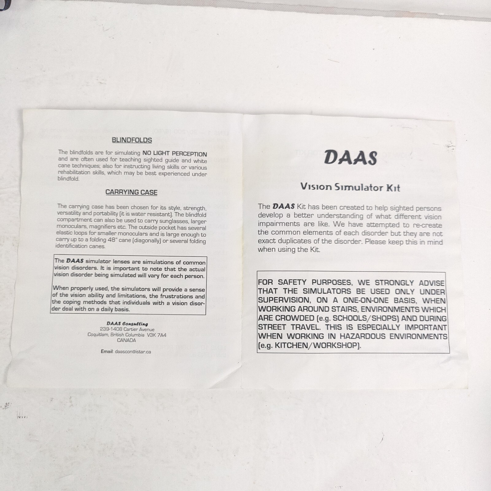 DAAS Vision Simulator Kit Simulation Goggles Set of 7 + Blindfold ...