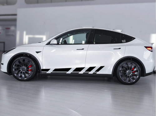 2 PCS Graphic Car Door Sticker For TESLA Model Y Side Skirt Stripe ...