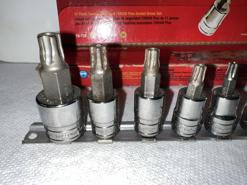 Snap-on Tools 11pc Tamper Resistant Torx Plus Bit Socket Set T8-T25 ...