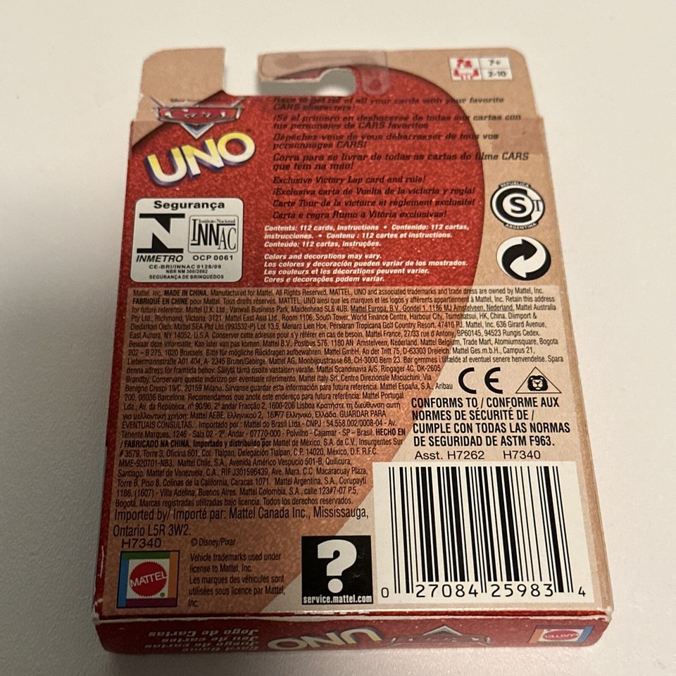 DISNEY PIXAR CARS UNO Family Card Game MATTEL RARE BRAND NEW | eBay