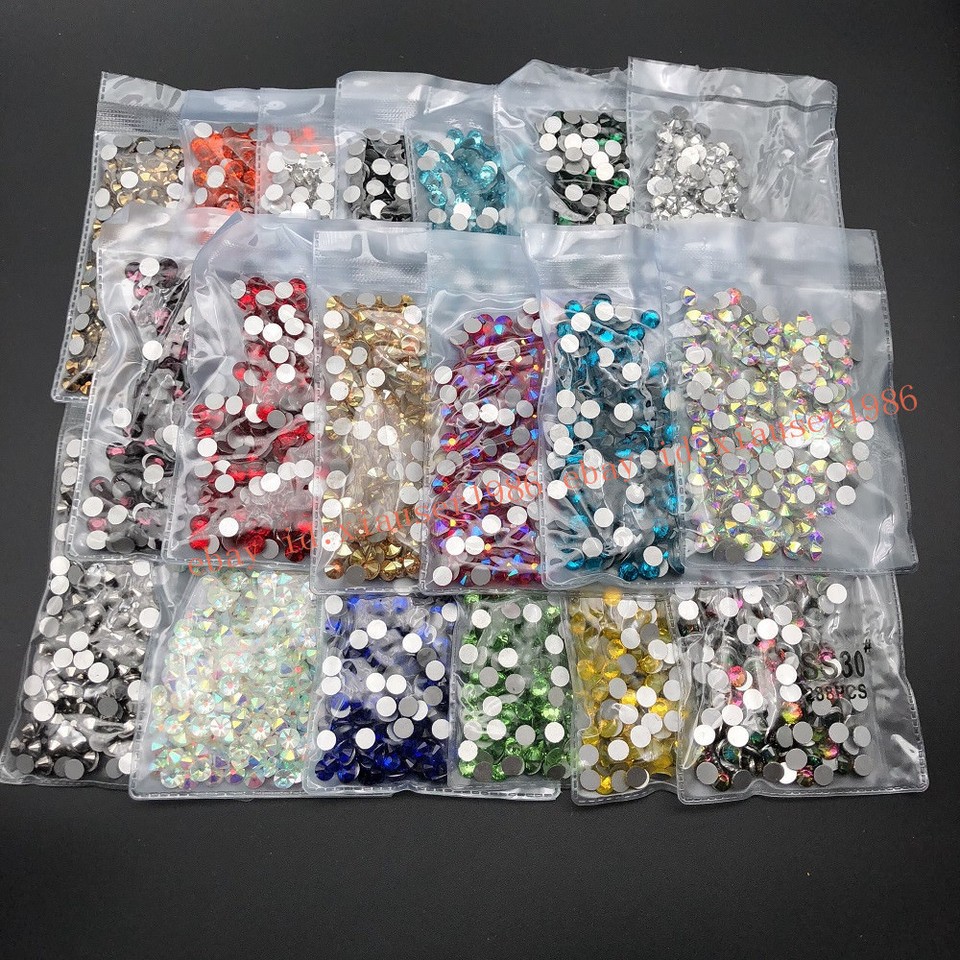 288pcs 6.5mm SS30 Non Hotfix Rhinestones Flatback Glitter Crystal Glass ...