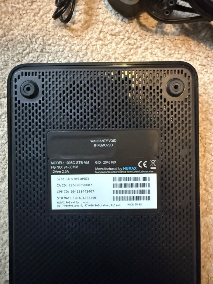 Virgin Media Humax 1008C-STB-VM Streaming Box | eBay UK