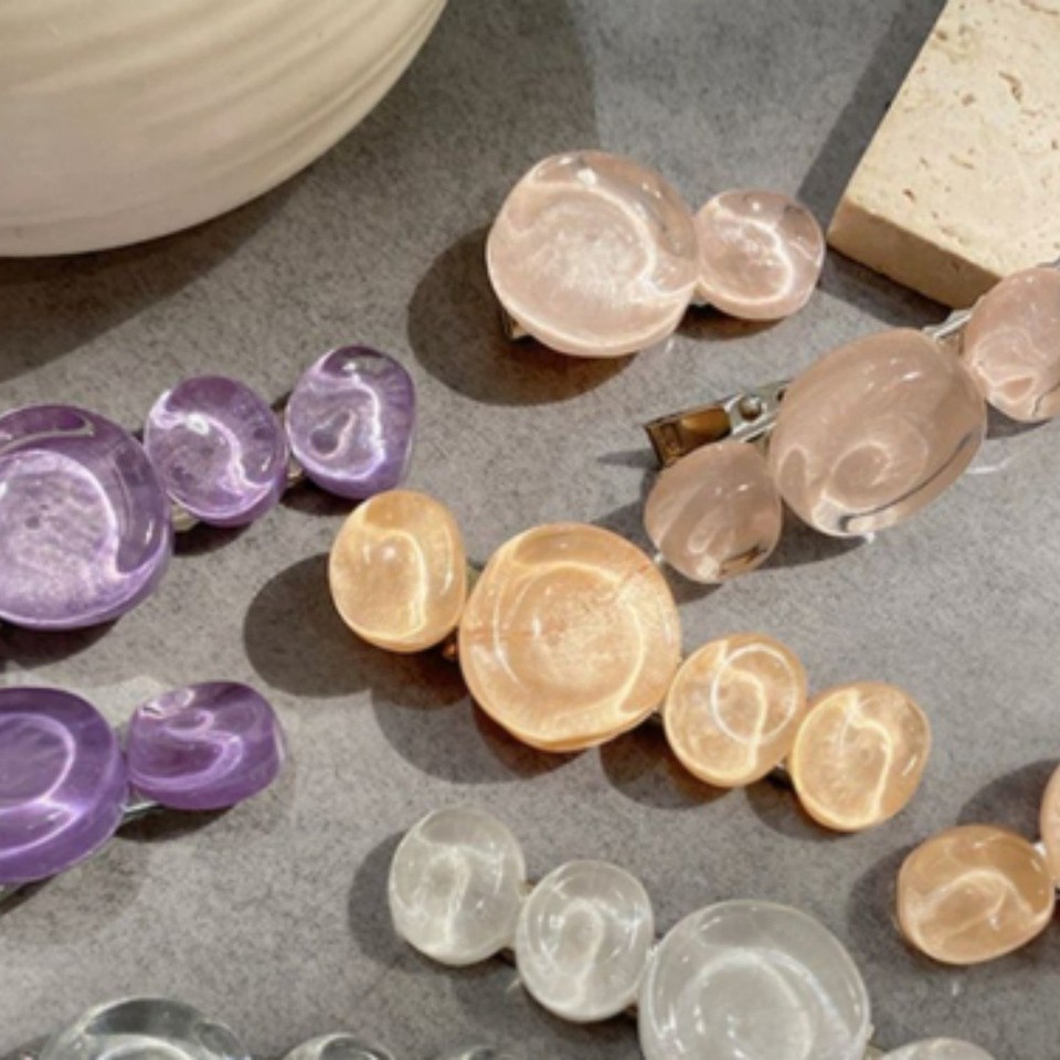 Summer Hair Clips Set Ice Transparent Gel Irregular Round Shape for ...