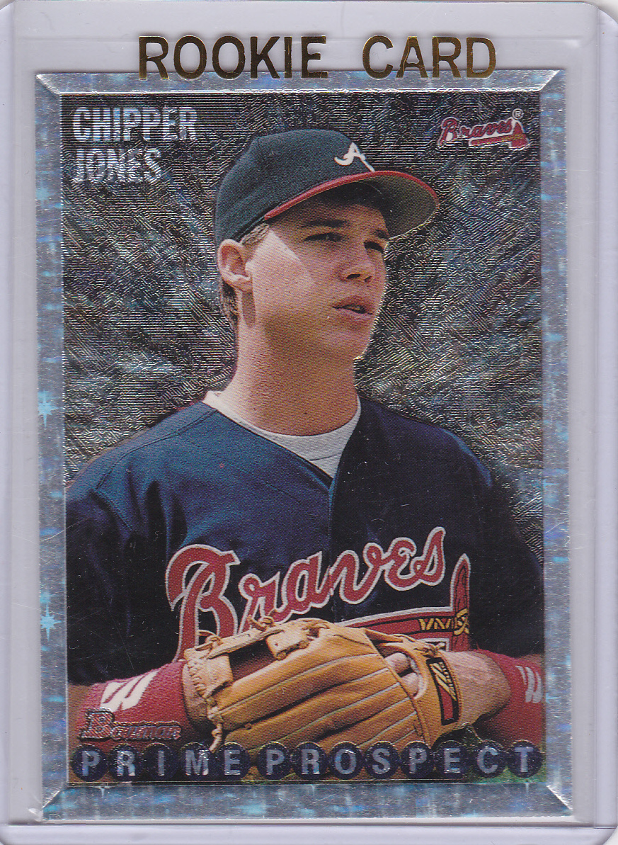 CHIPPER JONES ROOKIE CARD Prime Prospect SILVER FOIL Bowman ATLANTA ...