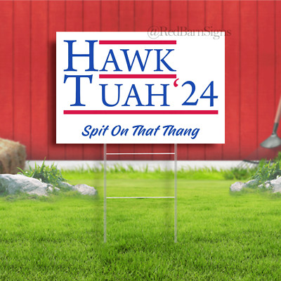 Hawk Tuah 2024 Funny Chant Lawn Sign 18x12 Indoor Outdoor | eBay