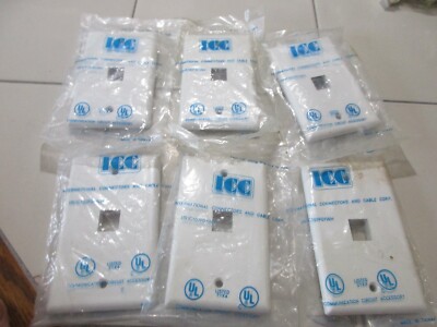 Lot/6 ICC Faceplates with 1 Port for EZ/HD Style in Single Gang White ...
