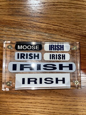 RARE AUTHENTIC TEAM ISSUED NOTRE DAME FOOTBALL HELMET DECALS MOOSE ...