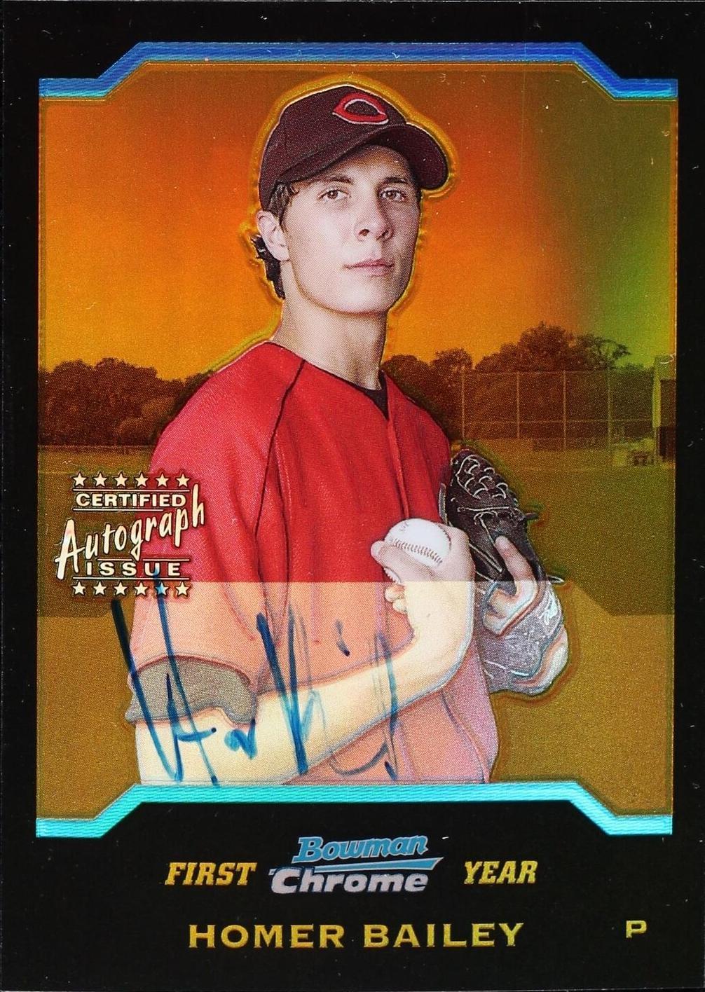 2004 Bowman Draft Picks & Prospects - Chrome Homer Bailey #BDP170 Gold ...