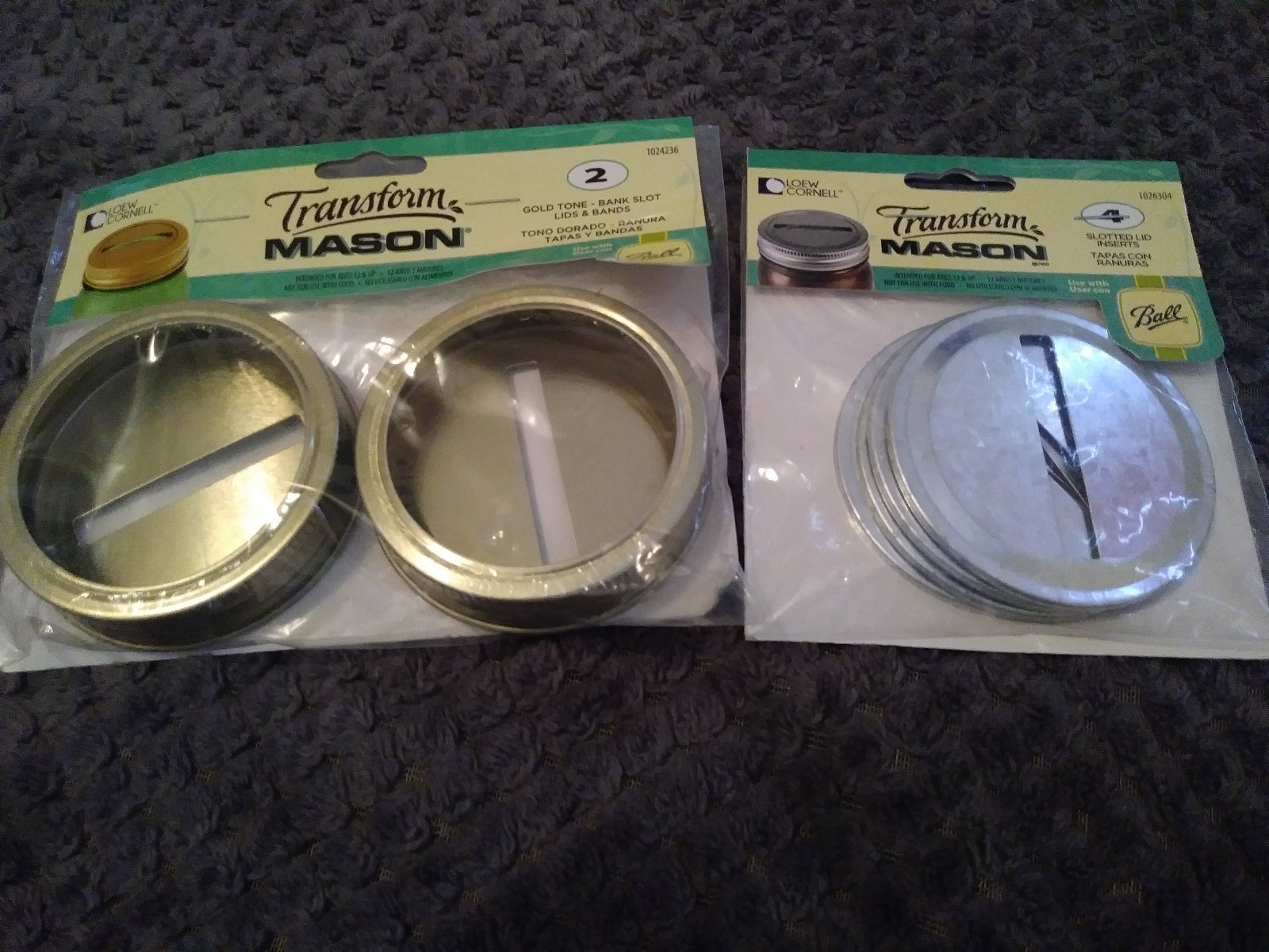 LOEW CORNELL TRANSFORM MASON SLOTTED LID INSERTS AND GOLD-TONED BANK ...