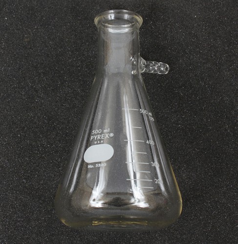 Corning PYREX Glass 500mL Graduated Heavy Vacuum Filter Flask Sidearm ...