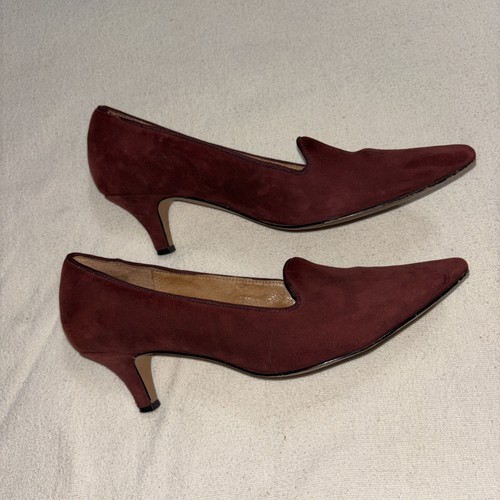 Clark's Indigo Suede Elfin Sage Pointed Toe Kitten Heel Pumps Burgundy ...