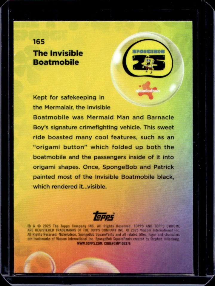 2025 Topps Chrome SpongeBob SquarePants Sapphire The Invisible ...