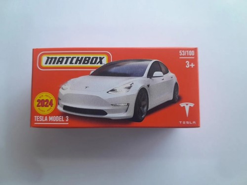 Matchbox Tesla Model 3 Diecast Car White Colour Power Grab Box 2024 ...