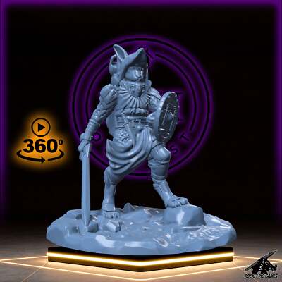 Rabbitfolk Warrior | Harengon Fey Miniature for Tabletop games like D&D ...