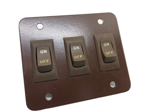Brown 3 gang on off 12 volt switch panel 6 amp 14v RV CAMPER TRAILER ...