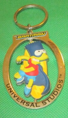 Universal Studios Simpsons BARTMAN Bart SIMPSON spinning keyring ...