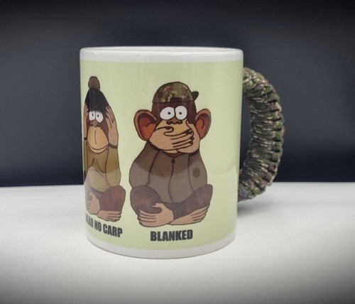 Three Unwise Monkeys Cult Carp Fishing Mug Funny Print | eBay