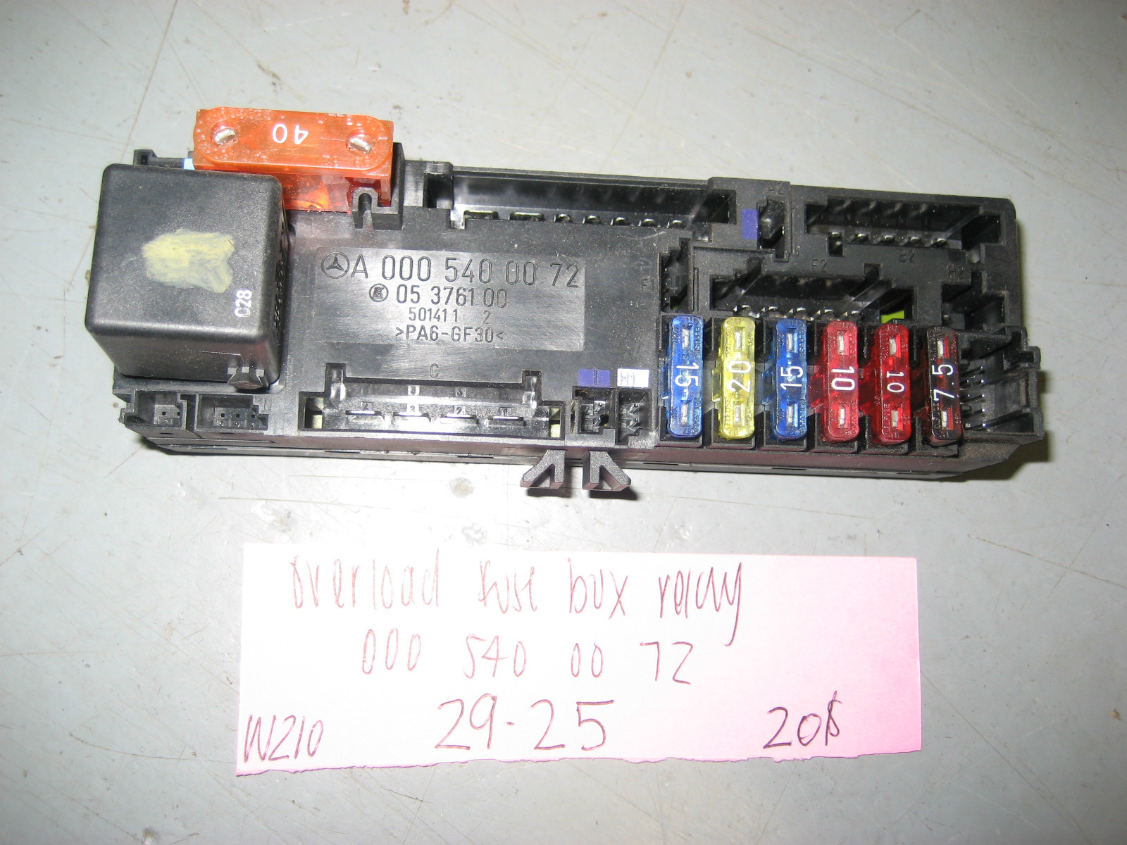 Mercedes-Benz W210 E320 E430 overload fuse box relay 000 540 00 72 | eBay