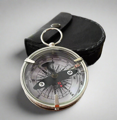 Vintage Style Pocket Compass with Leather Case - Classic Navigational ...