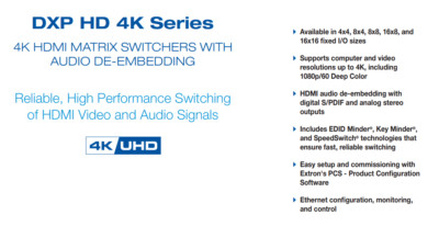 Extron DXP 44 HD 4K HDMI Matrix Switchers with Audio De-Embedding 60 ...