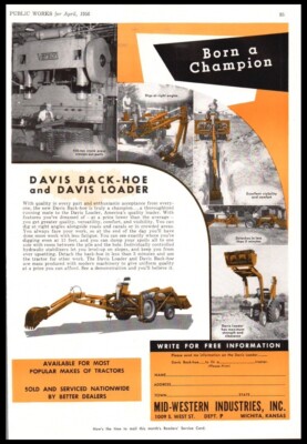 1956 Davis Back-Hoe Loader Tractor-Wichita KS Vintage trade print ad | eBay
