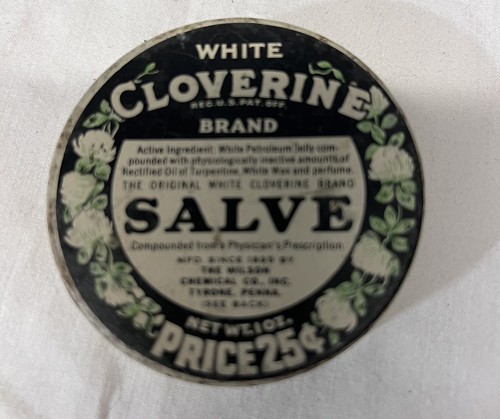 Vintage "White Cloverine Brand" 1 Ounce Salve Tin | eBay