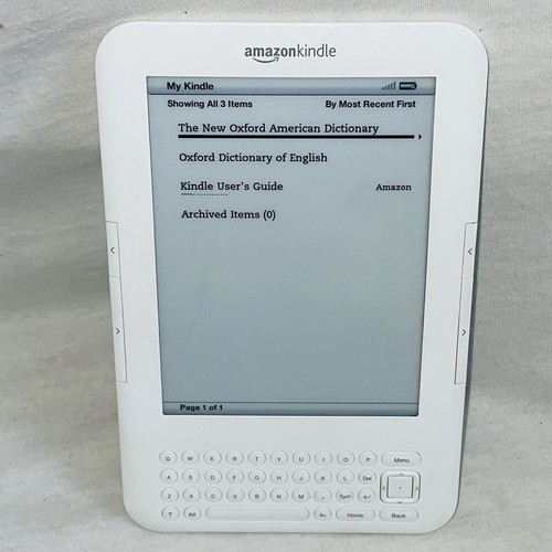 Amazon Kindle Keyboard 3rd Gen WiFi White D00901 Works With New Battery ...