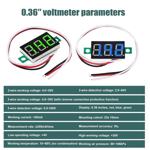 6PCS Voltage Tester Small Digital Voltmeter Gauge 0-100V, Red,Blue ...