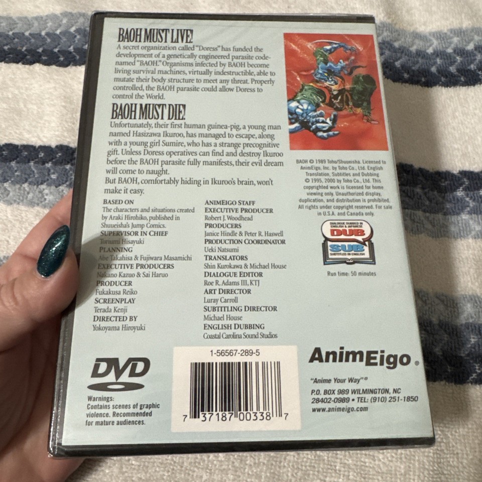 Baoh DVD (2002) Animeigo RARE OOP* Toho – Hirohiko Araki JoJo Creator ...