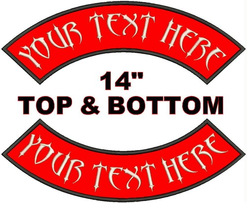Custom Embroidered 14" Top And Bottom Rocker Biker MC Club Sew on Patch ...