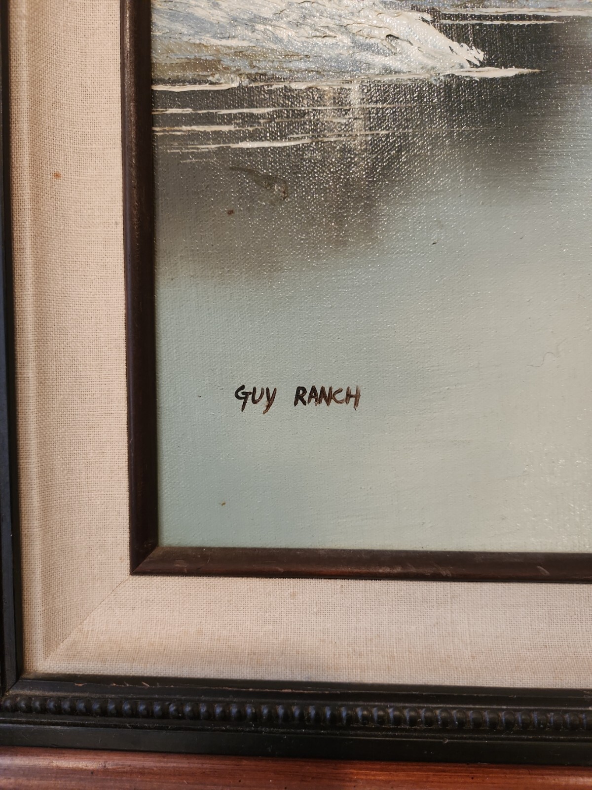 Vintage Winter Lake Original Oil Painting Signed Guy Ranch Framed COA ...