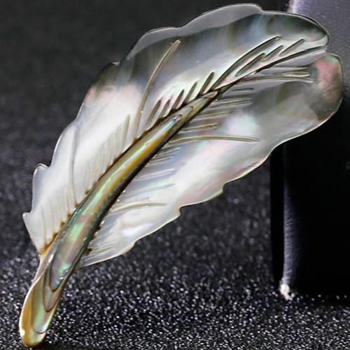 Vintage Feather Shell Brooch Pin Enamel Brooches Women Wedding Jewelry ...