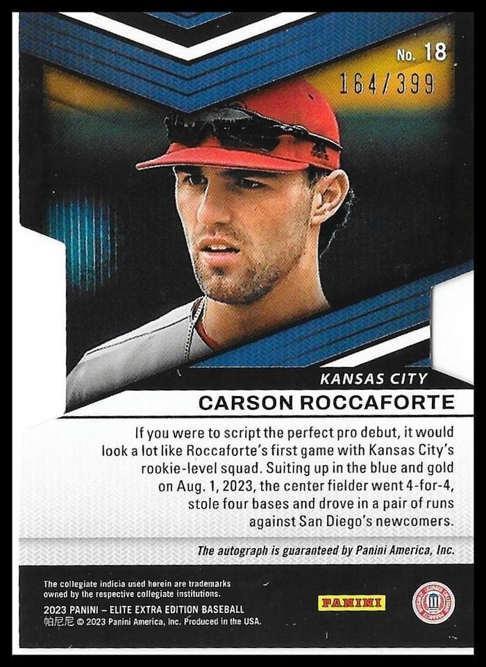 2023 Elite Extra Edition Signatures Die-Cut /399 #18 Carson Roccaforte ...