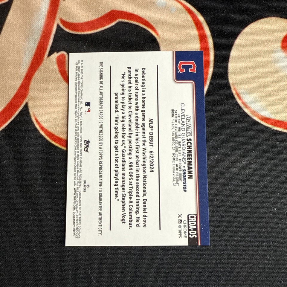Daniel Schneemann 2025 Topps Chrome Update Debut Autograph Auto Rookie ...