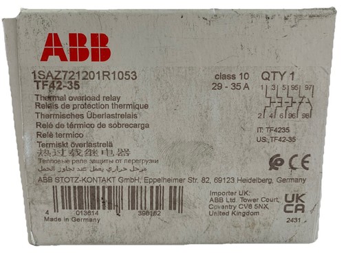 ABB TF42-35 1SAZ721201R1053 29-35A - Class 10 Thermal Overload Relay ...