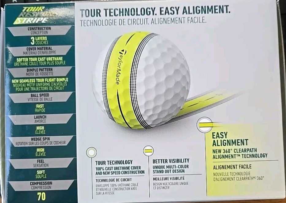 TaylorMade Tour Response Stripe Multicolor Golf Balls One Dozen (12 ...