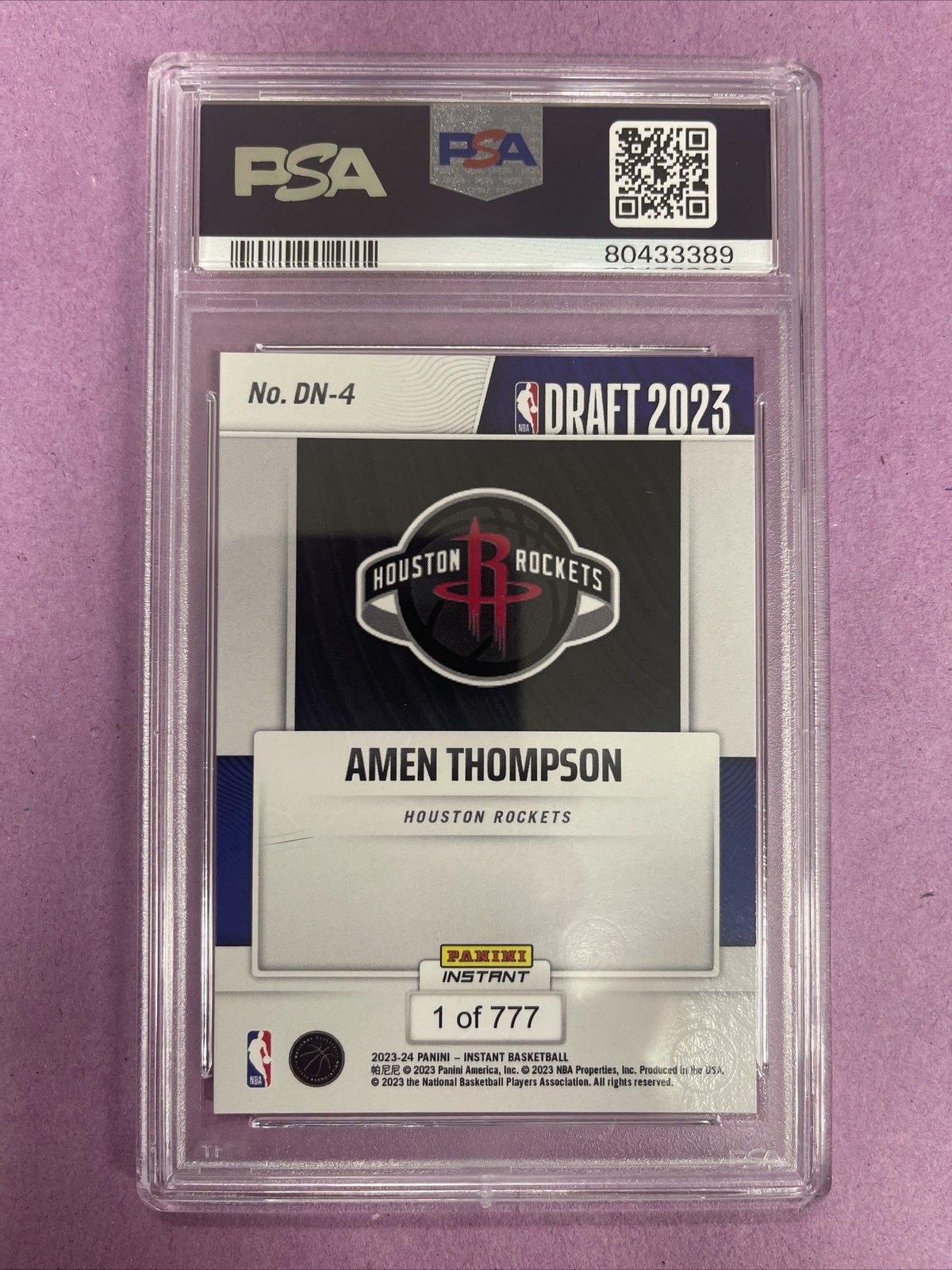 2023-24 Panini Instant NBA Amen Thompson #DN4 RC-DRAFT PR /777 PSA 10 ...