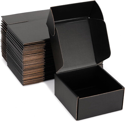 Small Black Shipping Boxes - 25 Pack Corrugated Cardboard Mailing Box ...