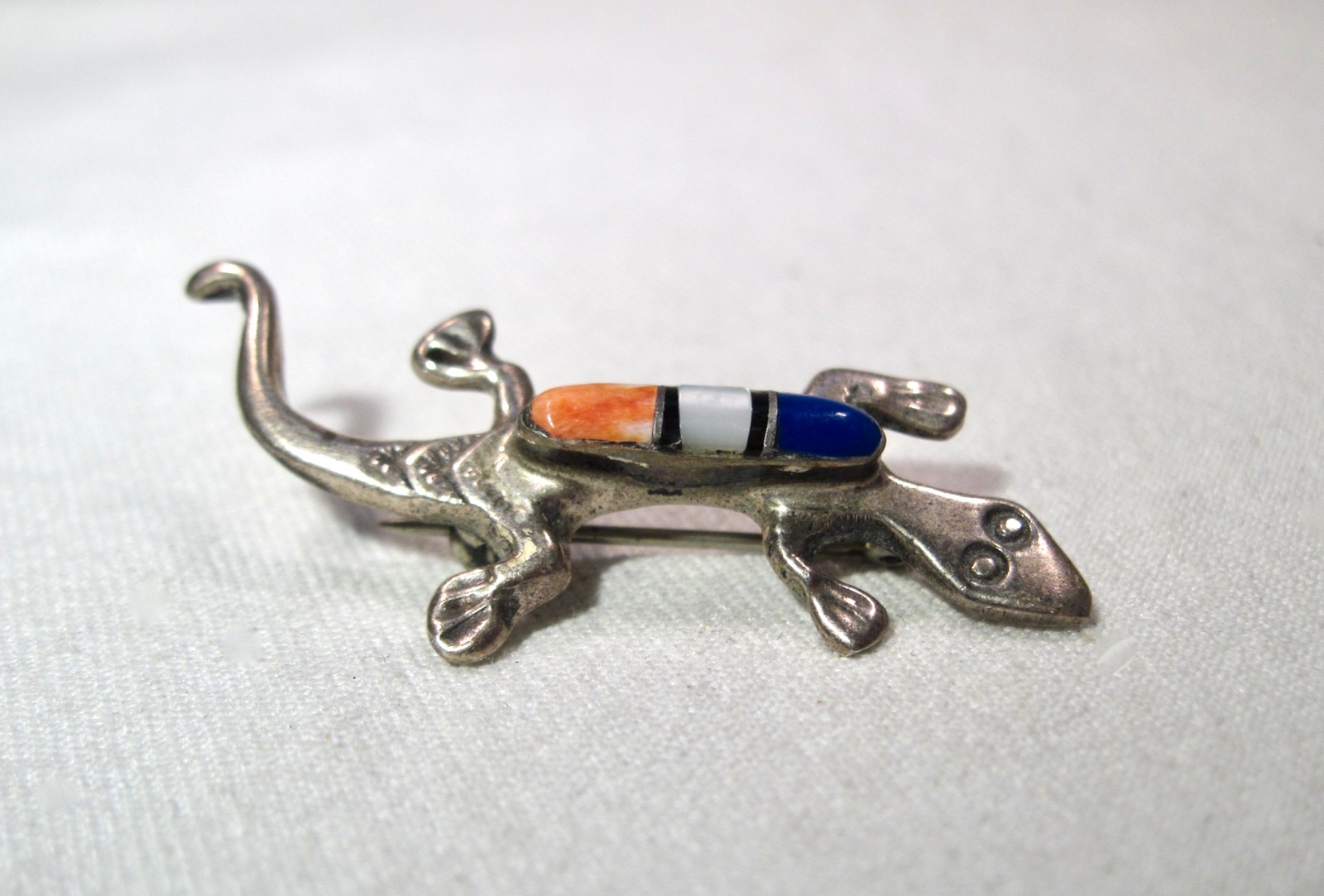 Vintage Handmade Navajo Sterling Silver Lizard Inlay … - Gem