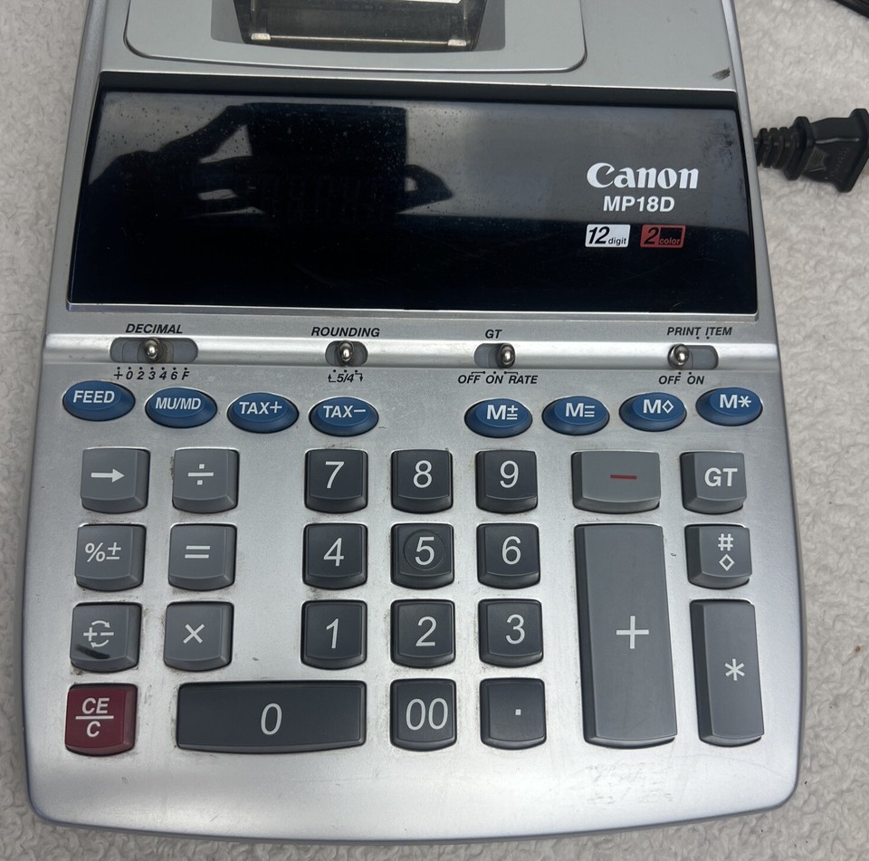 Canon MP18D Desktop Electronic Printing Calculator Adding Machine Works ...