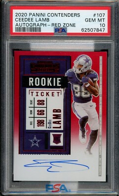 @2020 Panini Contenders Football CeeDee Lamb Red Zone Rookie Ticket ...