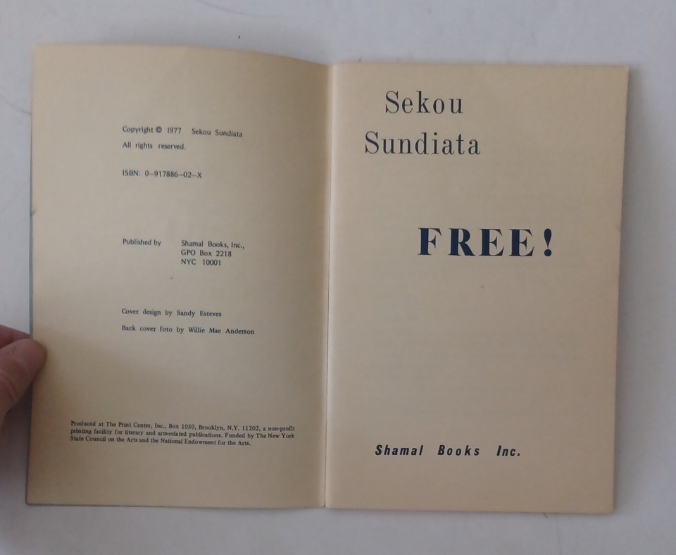 Free Sekou Sundiata Shamal Books 1977 Poetry Chapbook African American ...