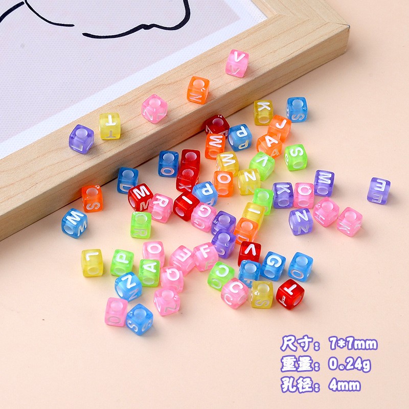 1 pcs Random Color Letter Bead 7mm Square DIY Bead Pendant Accessory282 ...