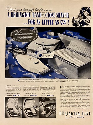 Vtg Print Ad 1939 Remington Close Shaver Razor Christmas Gift Set Retro ...